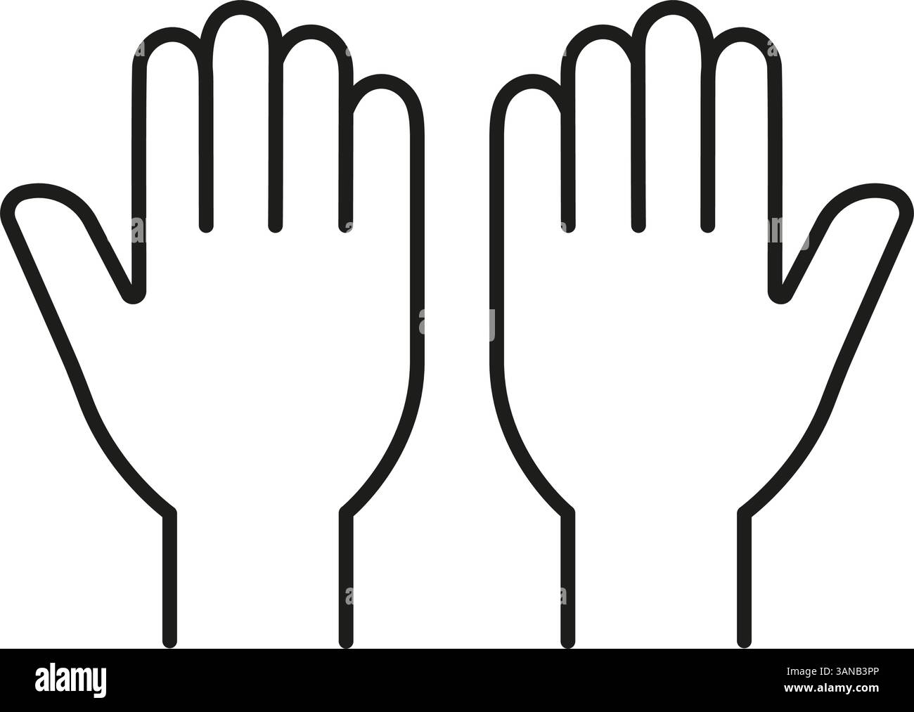 Two Raised Hands Line Icon. Celebration, Success, And Applause Gesture ...