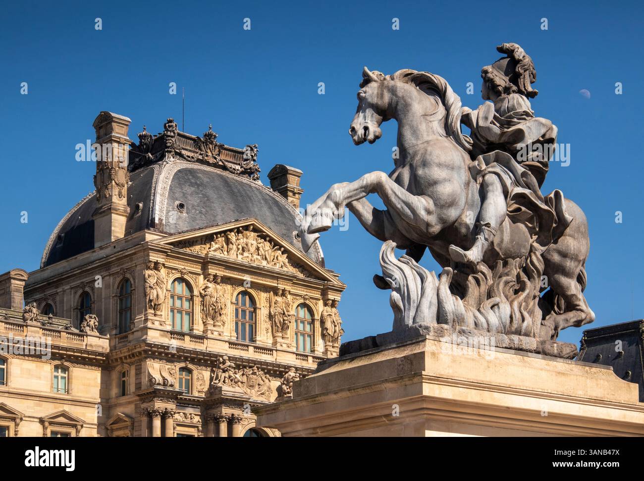 France, Paris, Louvre Museum, 1665, Statue of King Louis XIV in ...
