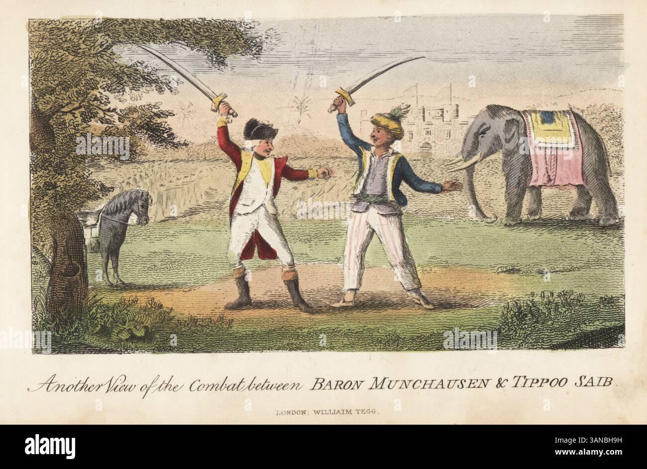 Baron Munchausen in a duel with Tippoo Saib. The baron and Tippoo fight ...