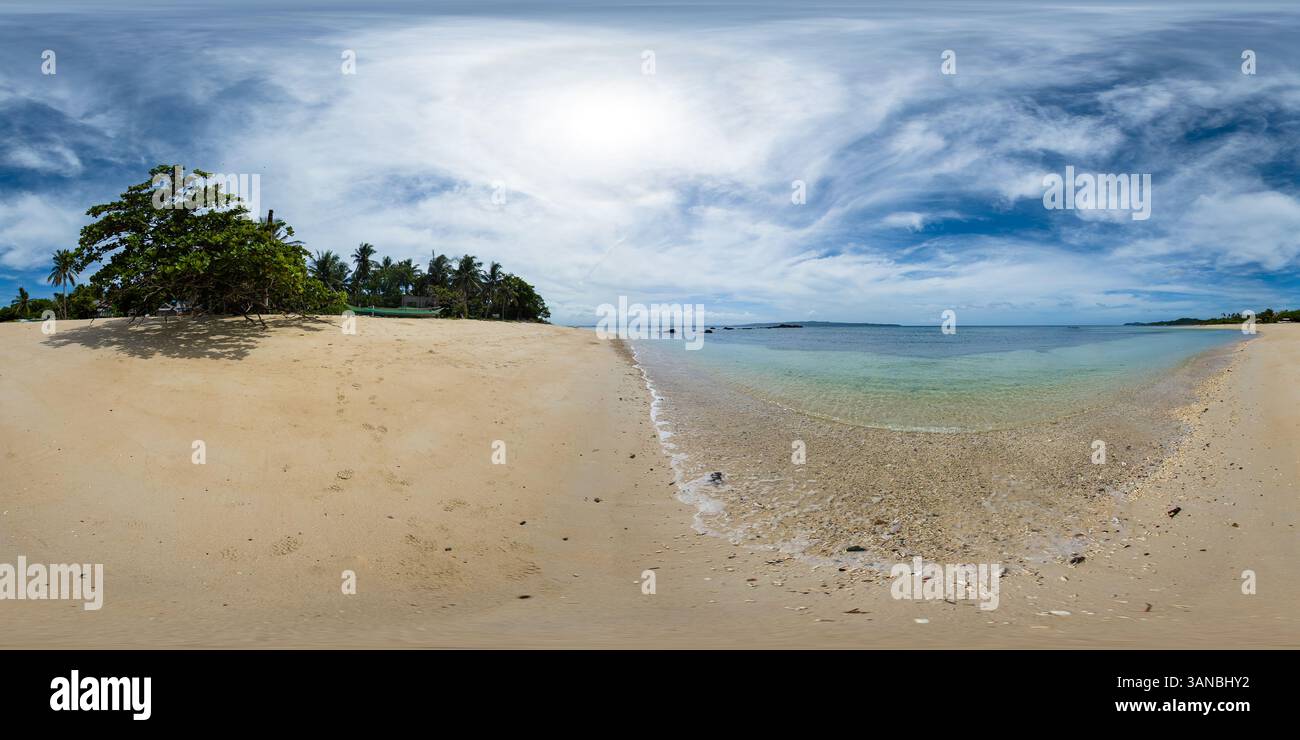 Sandy beach with transparent sea water and waves in Santa Fe, Romblon ...