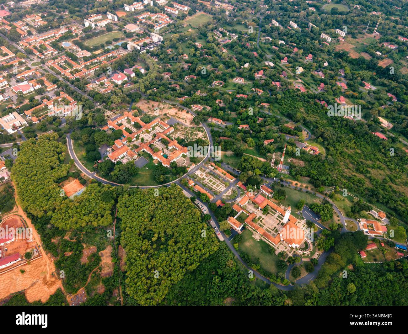 Aerial view of the Main Administration and Commonwealth Hall at the ...