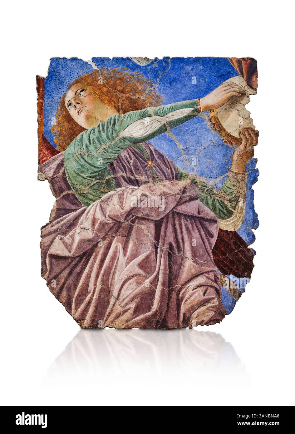 Fragment of a Renaissance apse ceiling fresco depicting an angelic ...