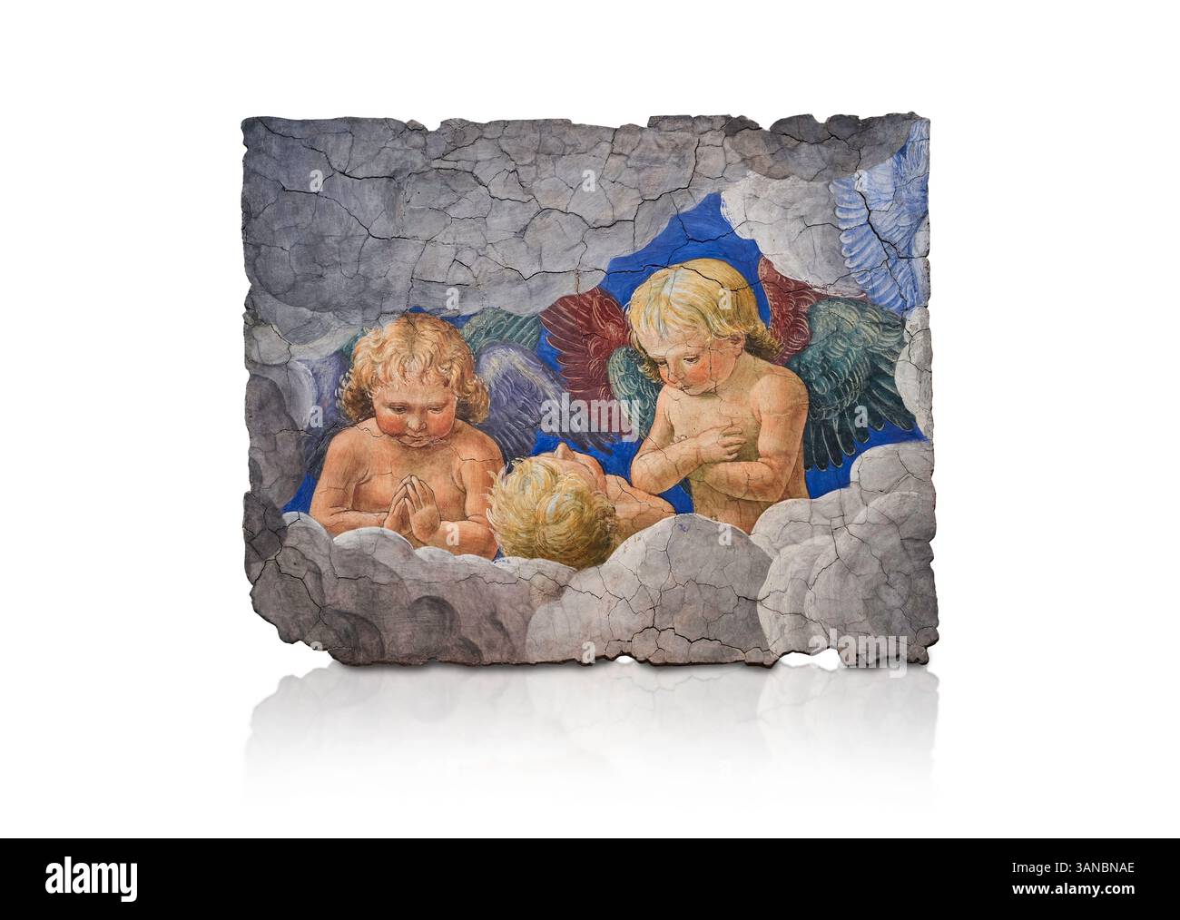 Fragment of a Renaissance apse ceiling fresco depicting churn angels ...