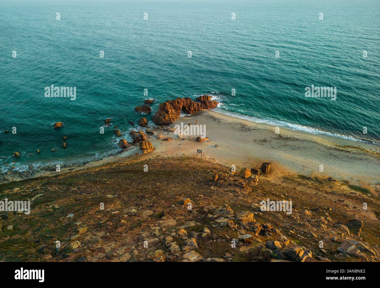 Aerial view of a wild coastline in Jericoacoara, State of Ceara, Brazil ...
