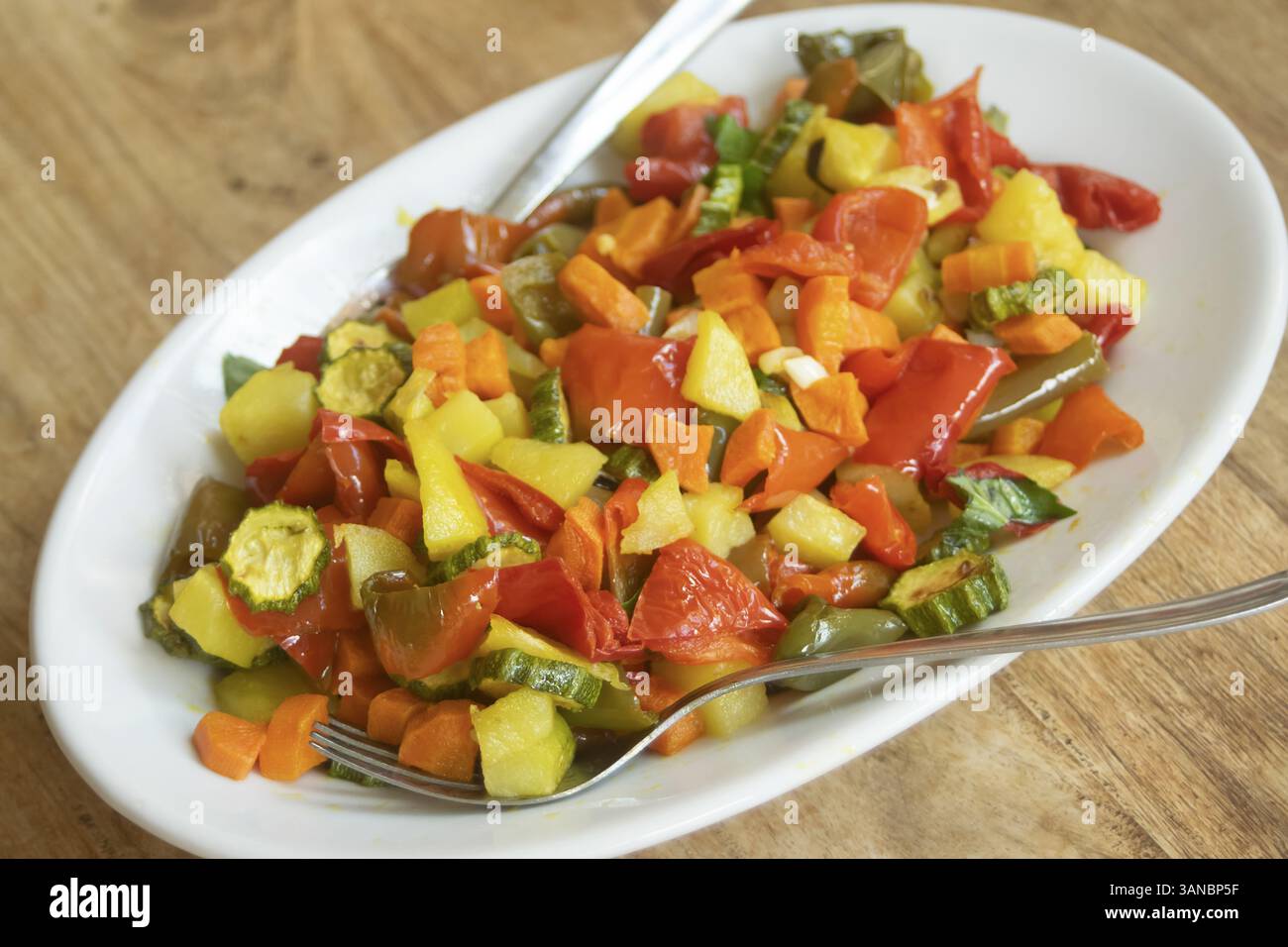 mixed seasonal vegetables also called stewed peppers or ratatouille ...
