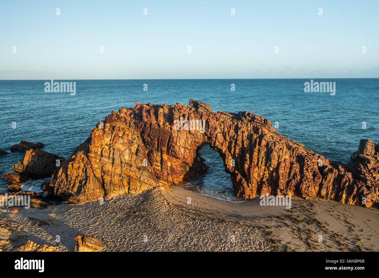 Aerial view of a natural arch along the coast in Jericoacoara, State of Ceara, Brazil Stock ...