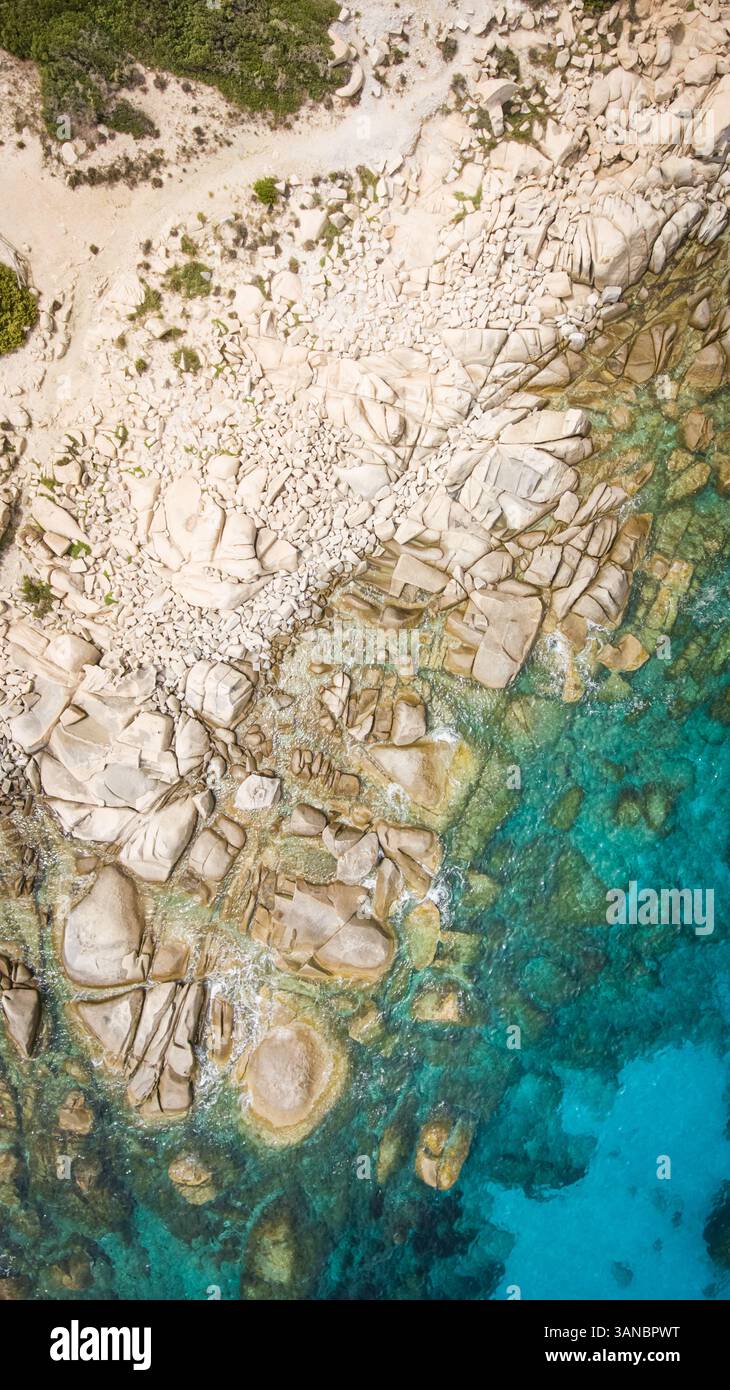 Aerial view of the rocky coast in Sardinia Stock Photo - Alamy
