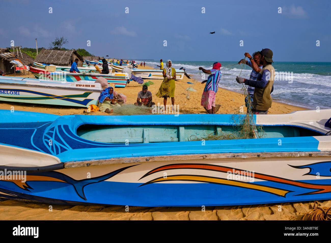 Sri Lanka, Northern Province, Jaffna, Point Pedro, fishermen on ...