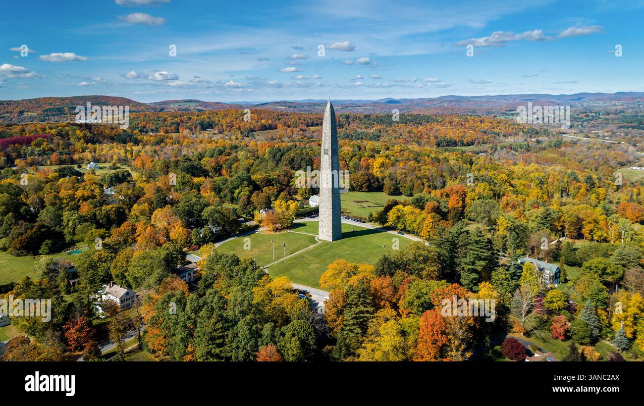 Aerial View of Bennington Monument in Vermont in beautiful day, USA ...