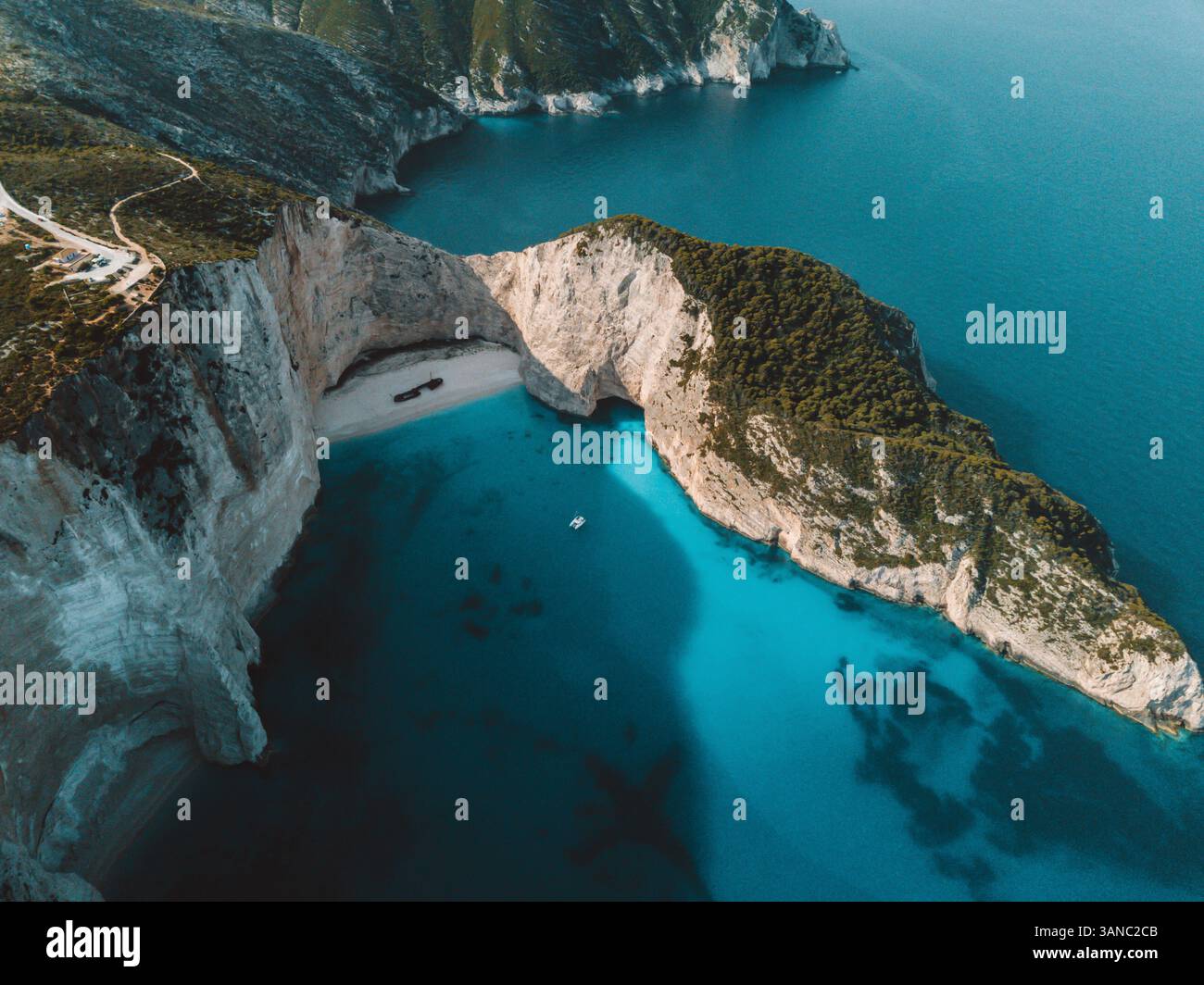 Aerial view of Navagio Beach, (shipwreck) zante greece Stock Photo - Alamy