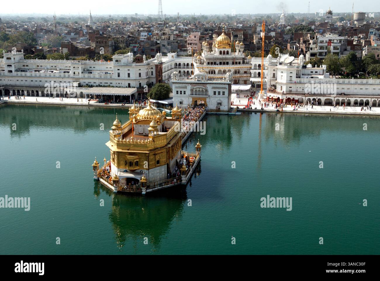 Aerial view of Sri Harimandir Darbar Sahib or Golden temple in Amritsar ...
