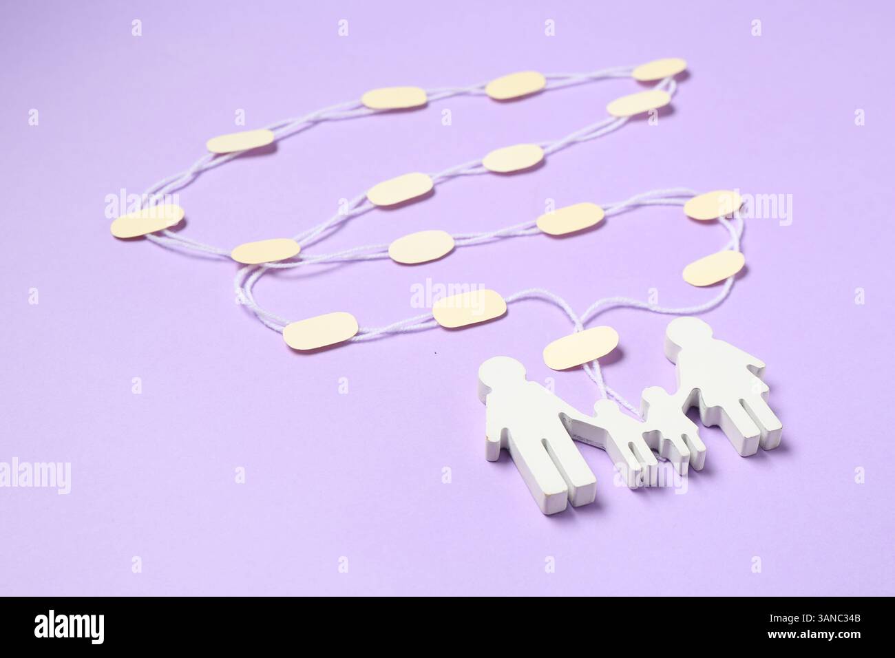 Family tree made with bubbles and people figure on lilac background ...