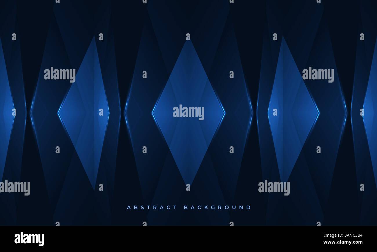 Abstract blue background with geometric dynamic glowing triangle shapes ...