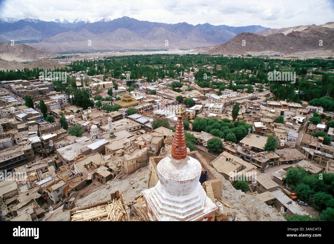 Aerial view of view of leh, Ladakh capital city, Jammu and Kashmir ...