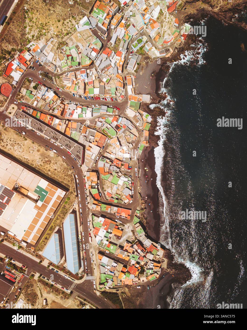 Aerial view of Playa de la Viuda beach with picturesque coastline and ...