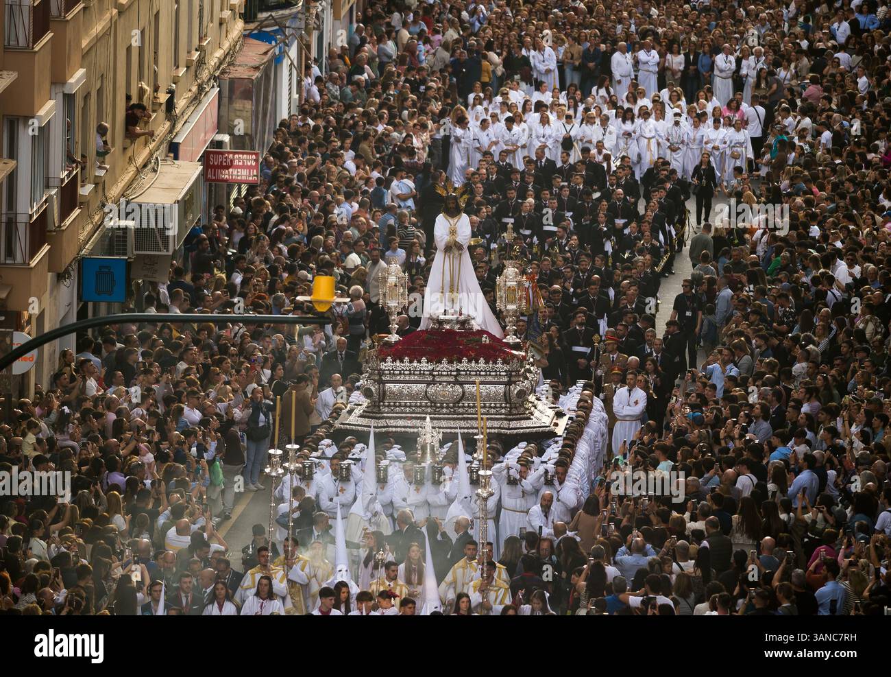 A statue of Christ from 'Cautivo' brotherhood is seen carried by ...