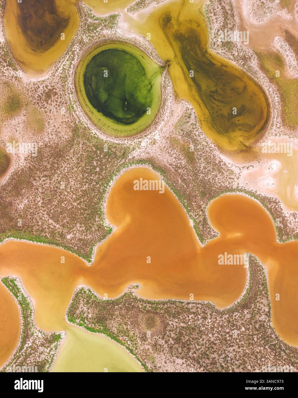 Aerial view of abstract patterns and vibrant colors in Yarra Yarra ...