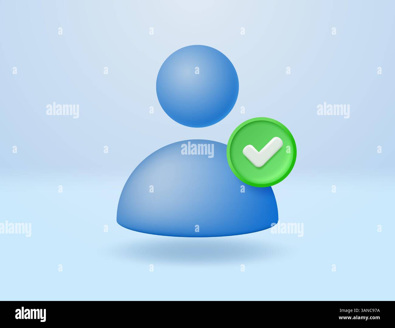 Blue user profile icon with green check mark representing verified ...