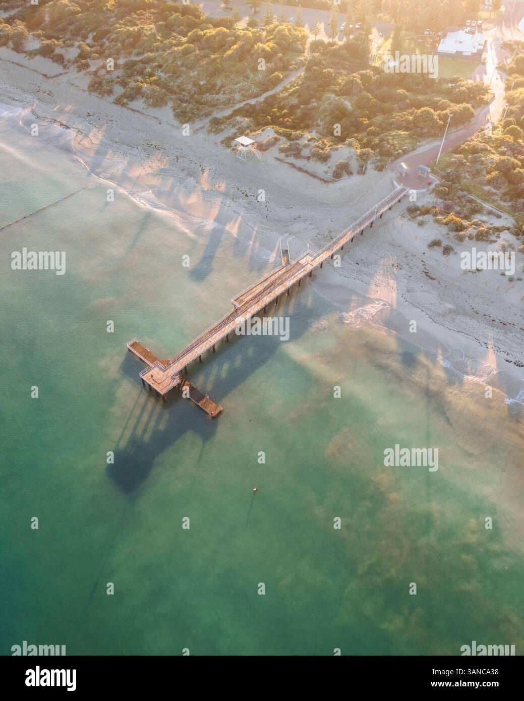 Aerial view of coogee beach and coogee jetty at sunset, perth, western ...