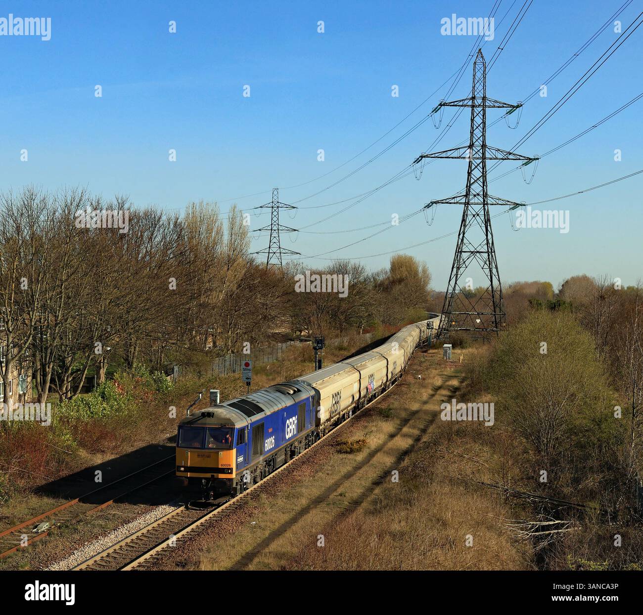 GBRf locomotive no 60026 passes Green Lane Junction as it leaves the ...