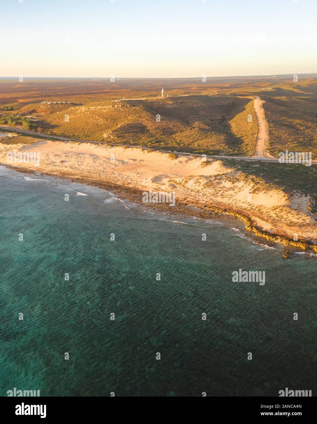 Aerial view of beautiful Jims Beach and serene Yardie Creek with rugged ...