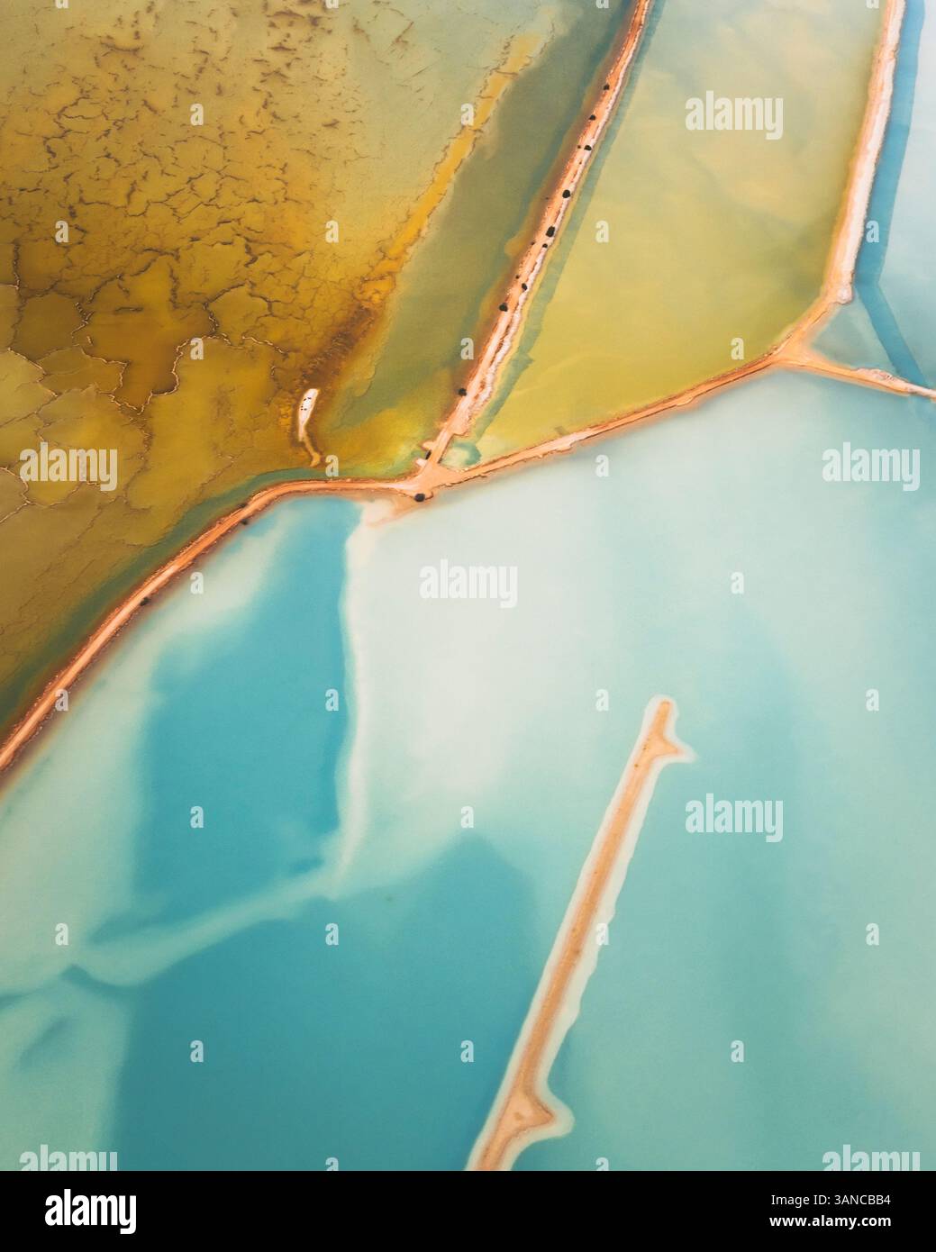 Aerial view of colorful and serene salt marshes with unique patterns ...