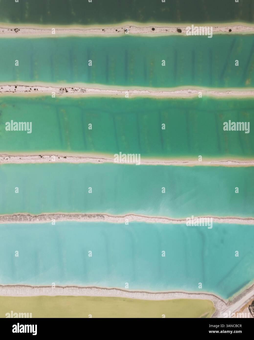 Aerial view of sandy cape and salt marshes with turquoise and green ...