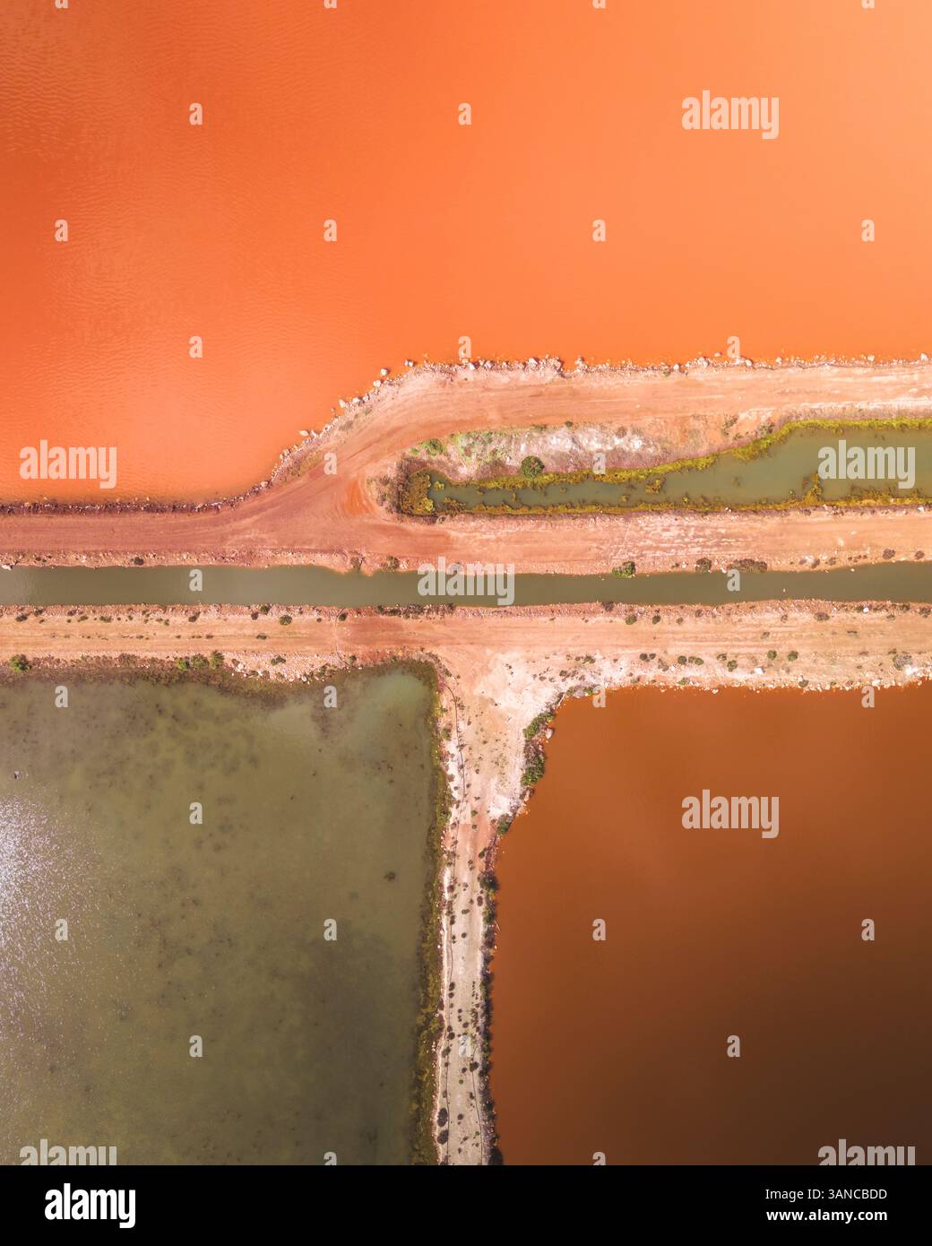 Aerial view of Hutt Lagoon with vibrant pink water and geometric shapes ...