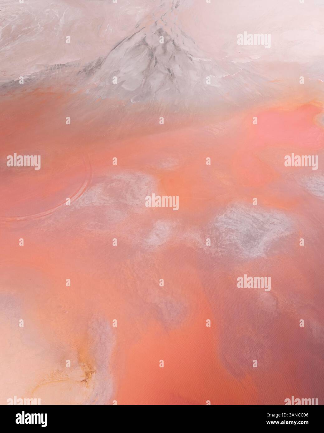 Aerial view of colorful patterns and textures of Hutt Lagoon, Pink Lake ...
