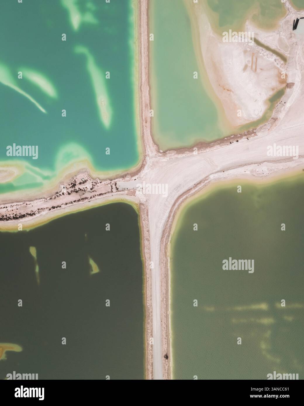 Aerial view of serene salt marshes with beautiful turquoise water and ...