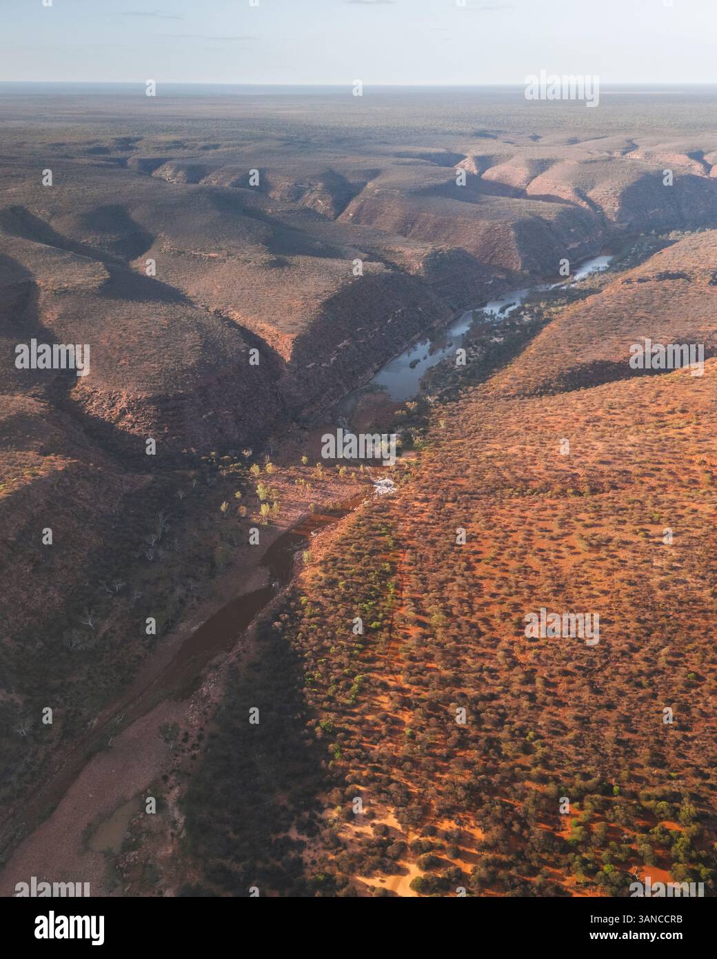 Aerial view of the Murchison River winding through the beautiful canyon ...