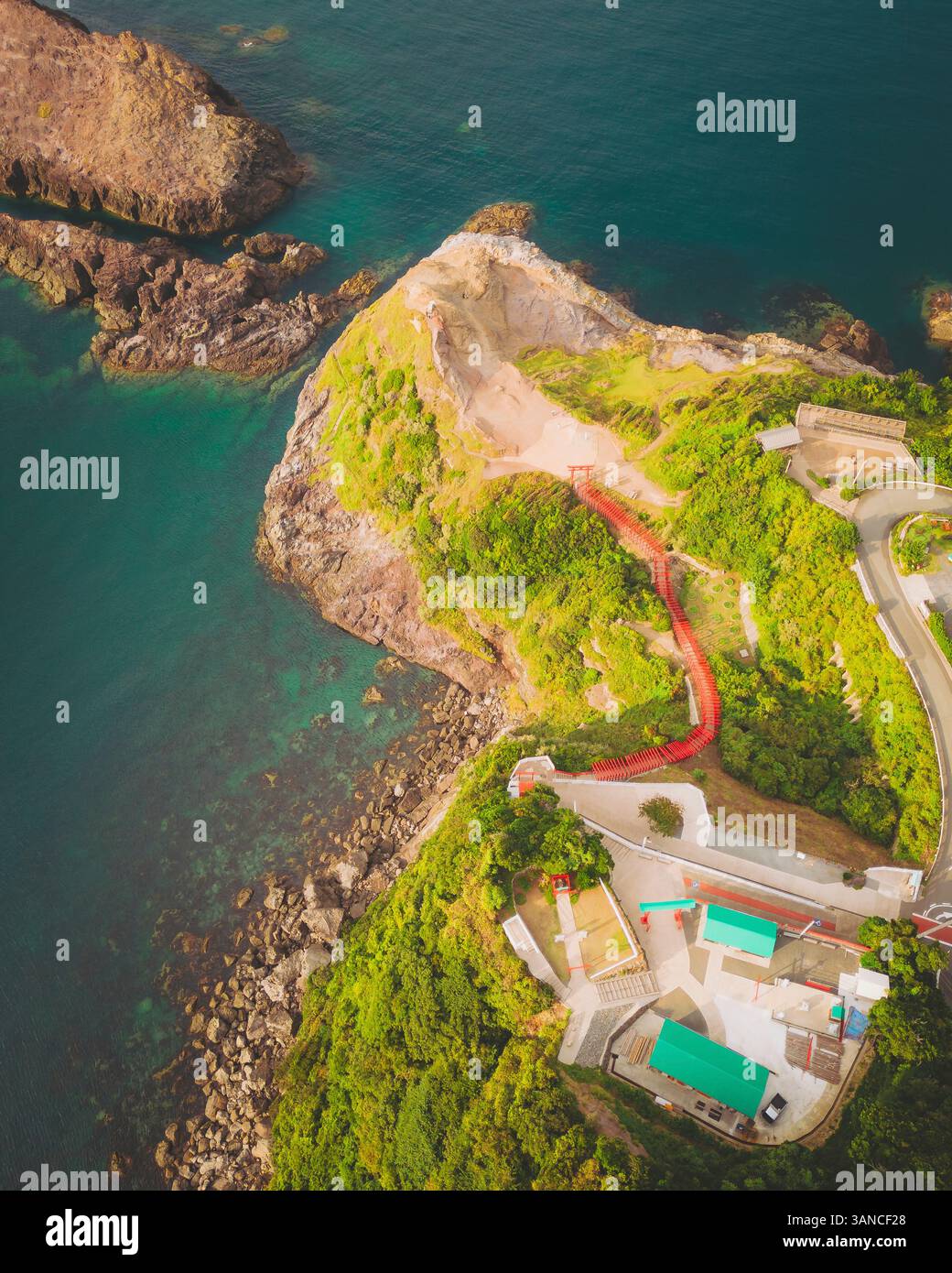 Aerial shot of the famous Motonosumi Inari Shrine, Nagato, Yamaguchi ...