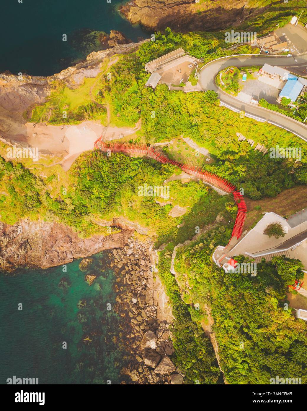 Aerial shot of the famous Motonosumi Inari Shrine, Nagato, Yamaguchi ...