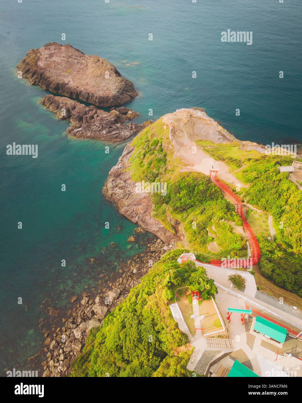 Aerial shot of the famous Motonosumi Inari Shrine, Nagato, Yamaguchi ...