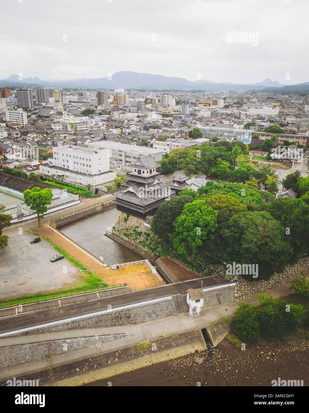 Aerial shot of Nakatsu Old Castle, Nakatsu, Oita Prefecture, Kyushu ...