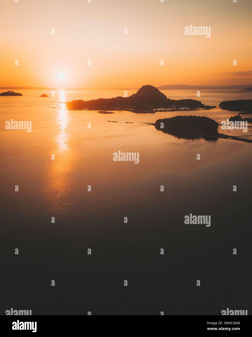 Aerial shot of the Amakusa Islands at sunset, Kyushu, Japan Stock Photo ...