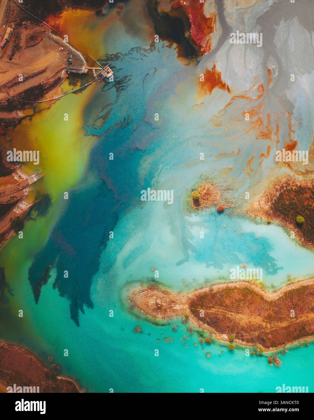 Aerial view of the copper mine of Minas de Rio Tinto, Andalusia, Spain ...