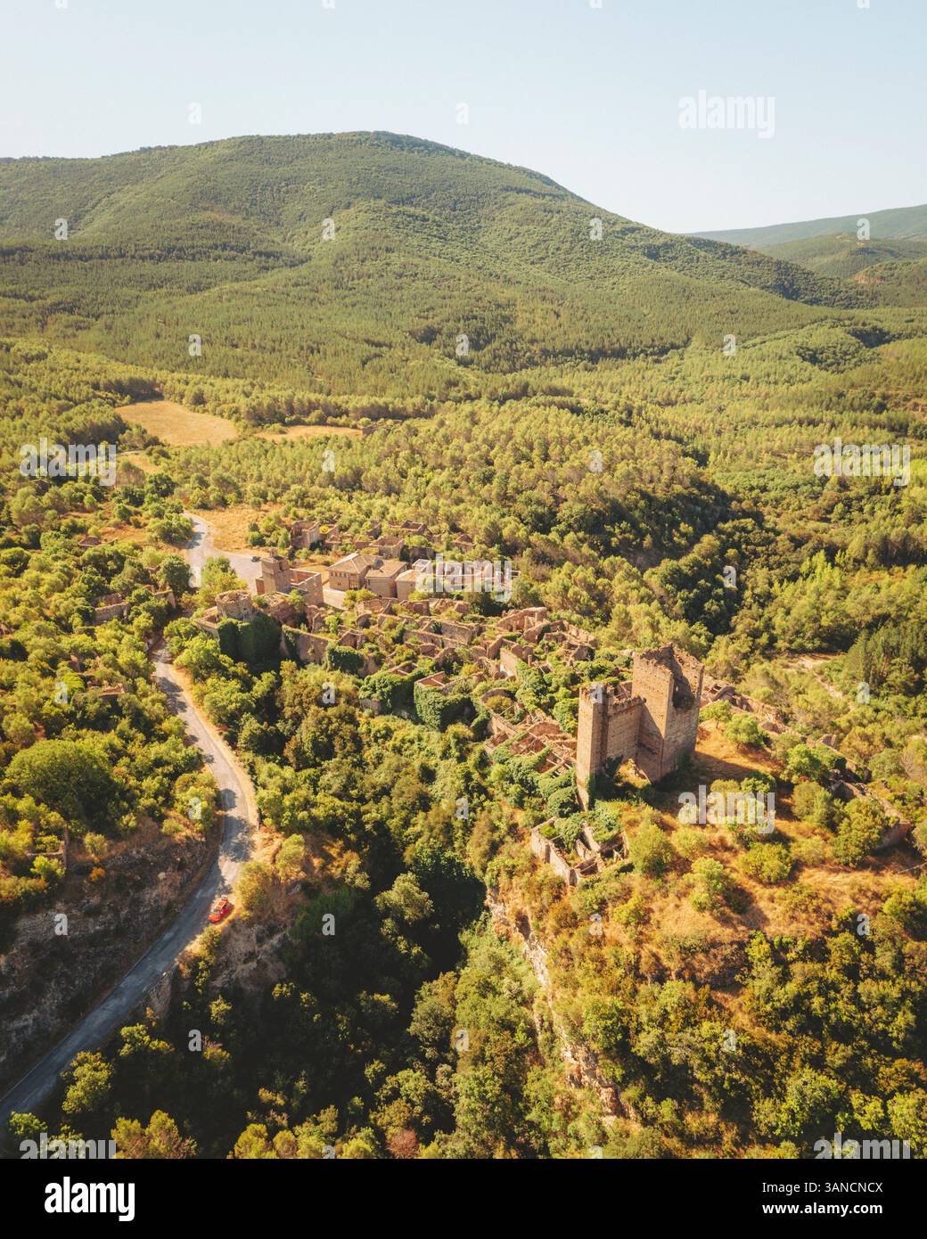 Aerial view of the abandoned village of Ruesta, Aragon, Spain Stock ...