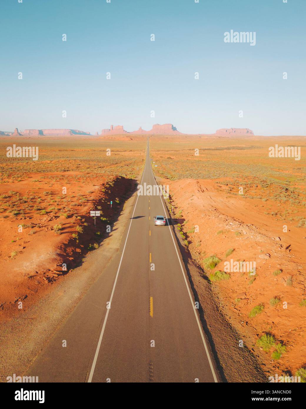 Aerial view of the famous Highway from Forrest Gump Monument Valley ...