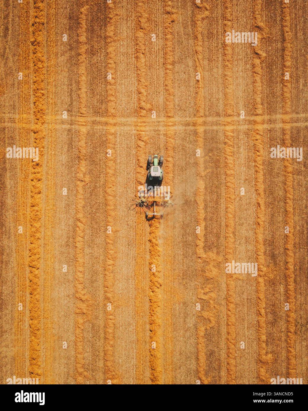 Aerial topdown shot farming tractor hi-res stock photography and images ...