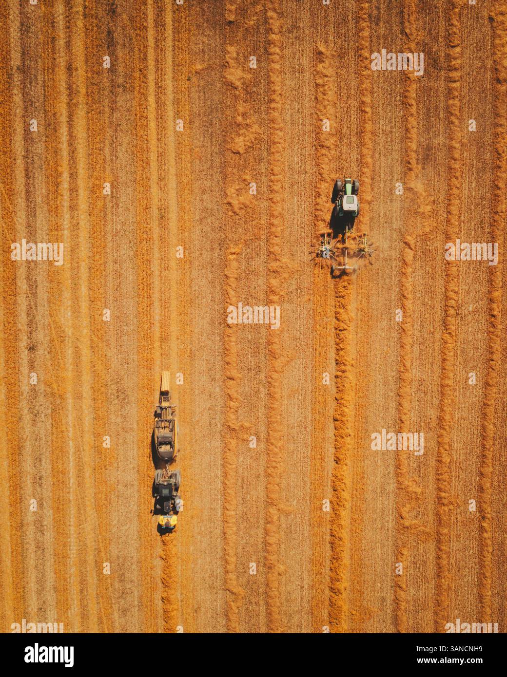 Aerial topdown shot farming tractor hi-res stock photography and images ...