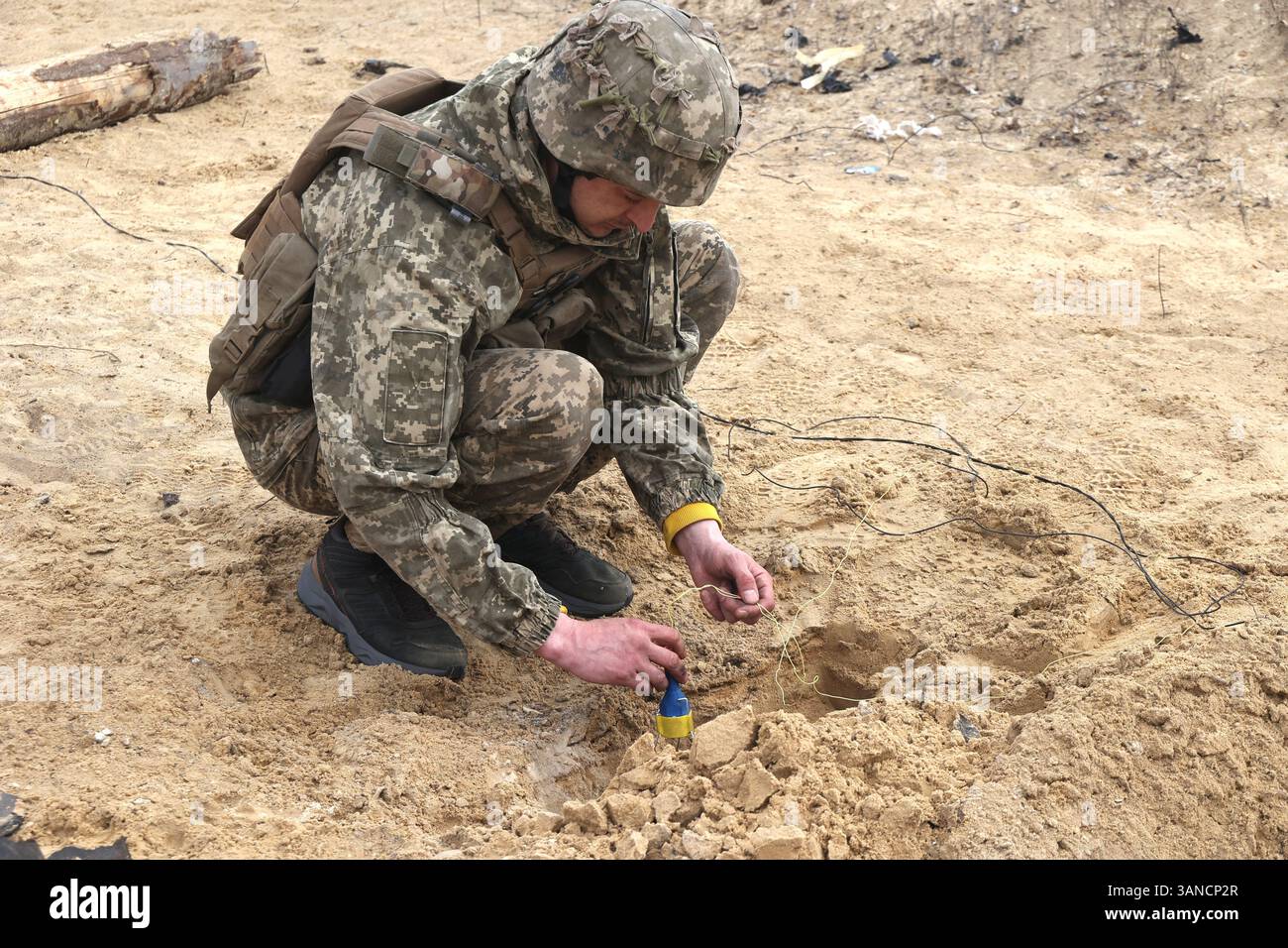 A soldier of a sapper platoon of an engineering and sapper battalion of ...