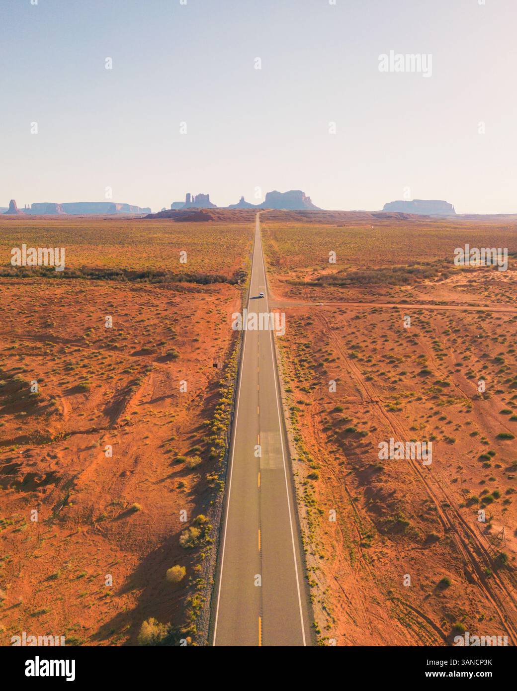 Aerial view of the famous Highway from Forrest Gump Monument Valley ...