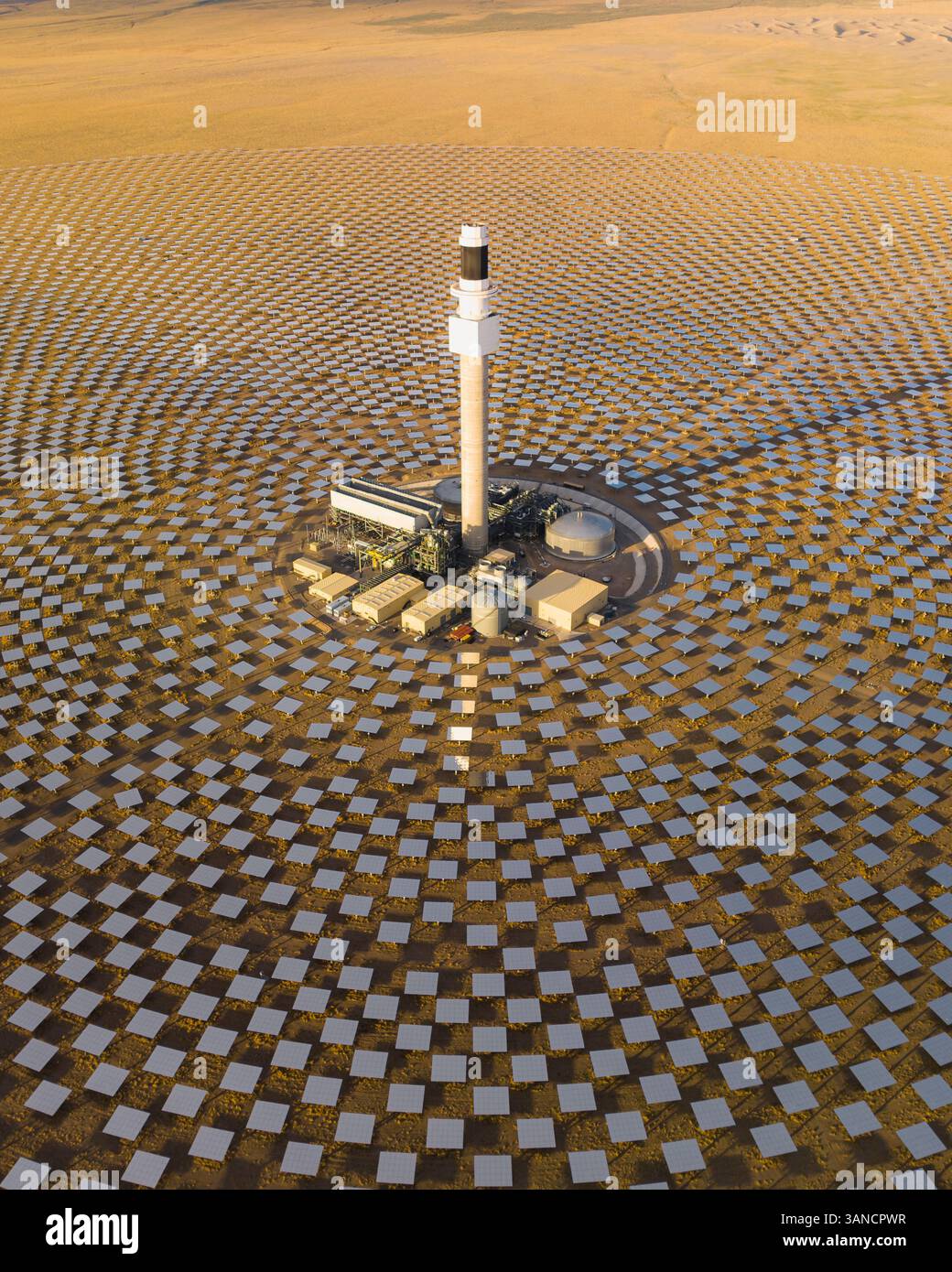 Aerial view of a solar thermal power plant, near Tonopah, Nevada ...