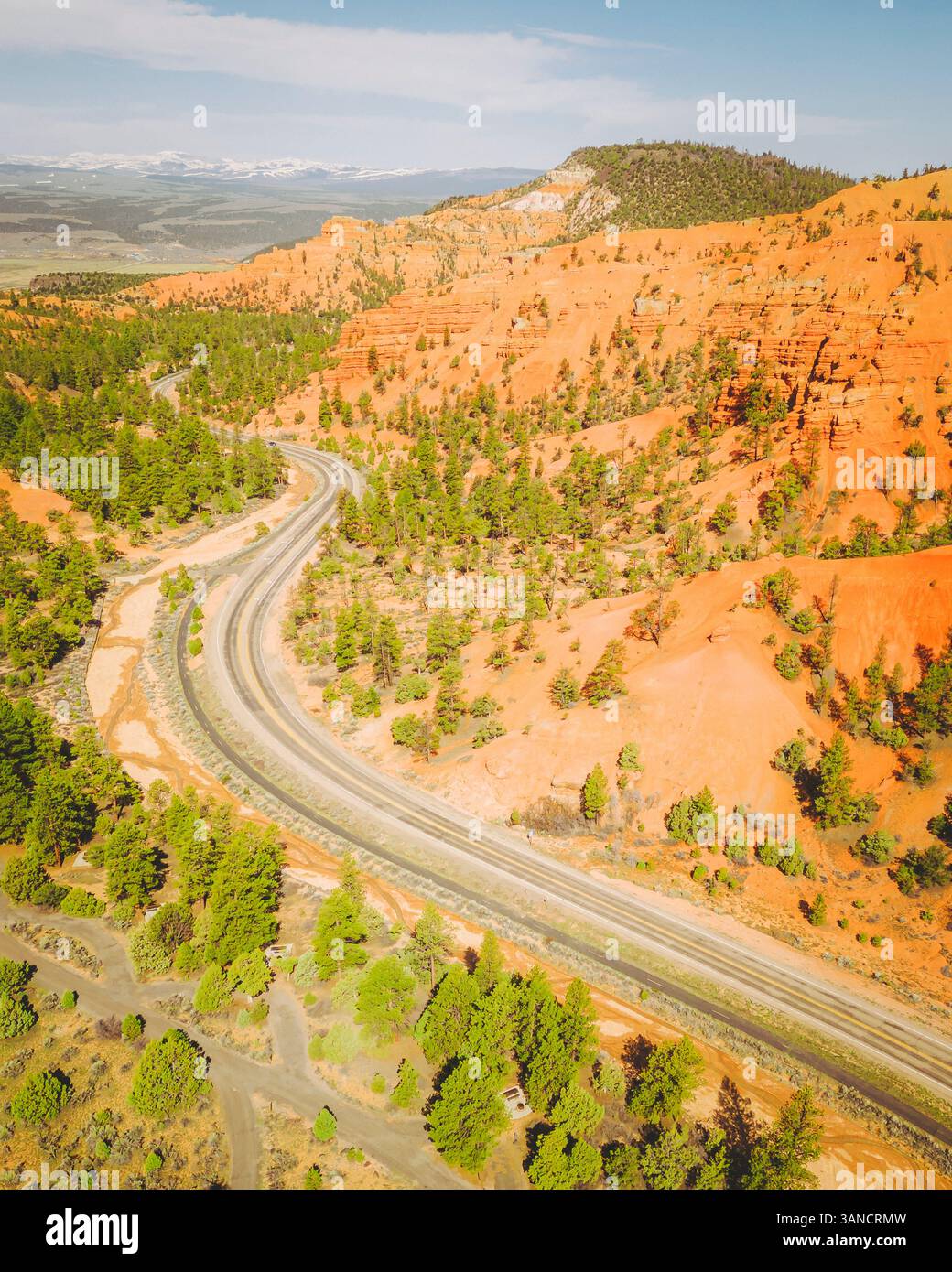 Aerial view of the Red Canyon Arches along Utah State Route 12, Utah ...