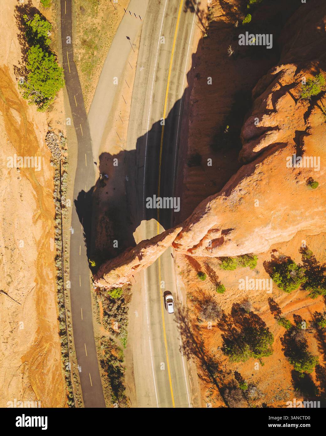 Aerial view of the Red Canyon Arches along Utah State Route 12, Utah ...