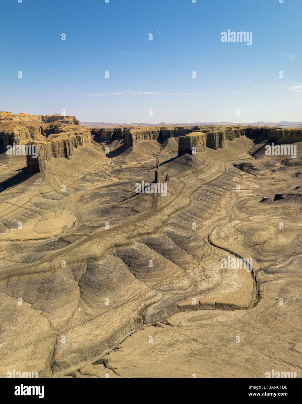 Aerial view of the rock "Long Dong Silver", near Hanksville, Utah ...