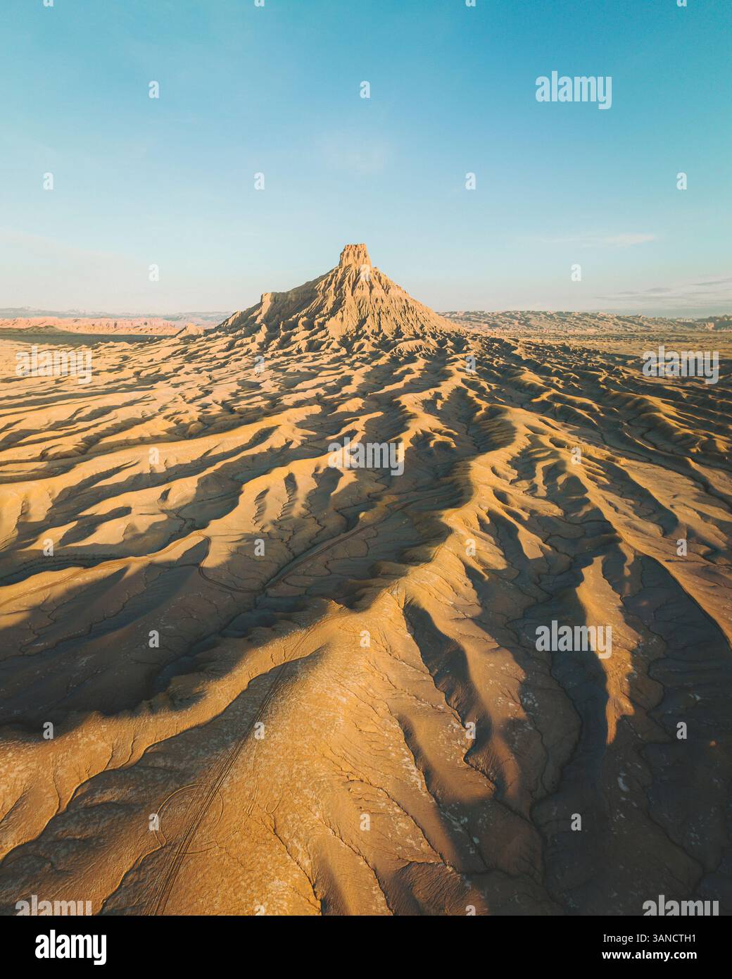 Aerial view of Factory Butte, Caineville Mesa, Caineville, Utah, United ...