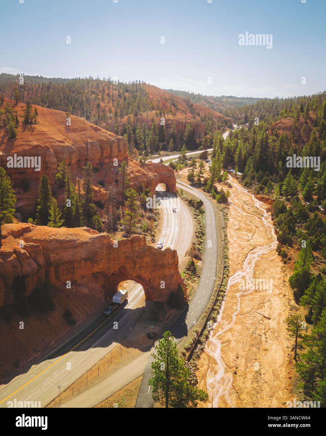 Aerial view of the Red Canyon Arches along Utah State Route 12, Utah ...