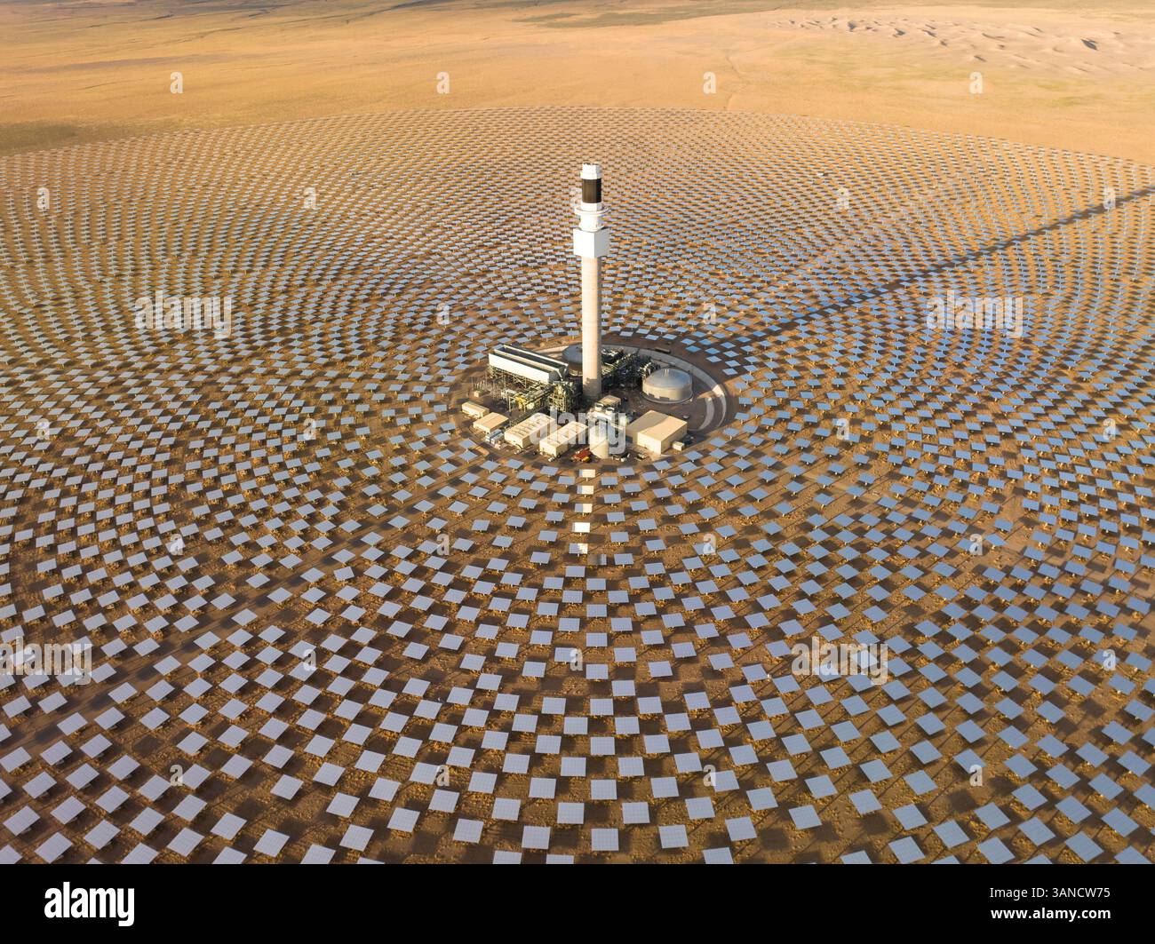 Aerial view of a solar thermal power plant, near Tonopah, Nevada ...